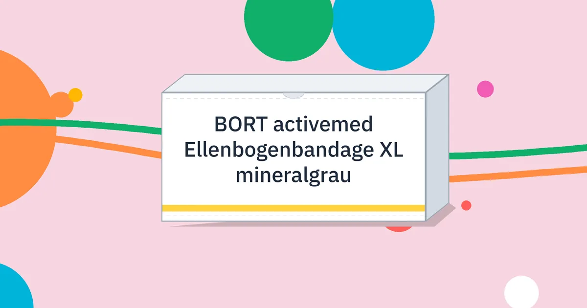 Symbolbild: Packung mit der Aufschrift BORT activemed Ellenbogenbandage XL mineralgrau (PZN 13424115) – Verfügbarkeit und Bezug in Apotheken in Frankfurt am Main