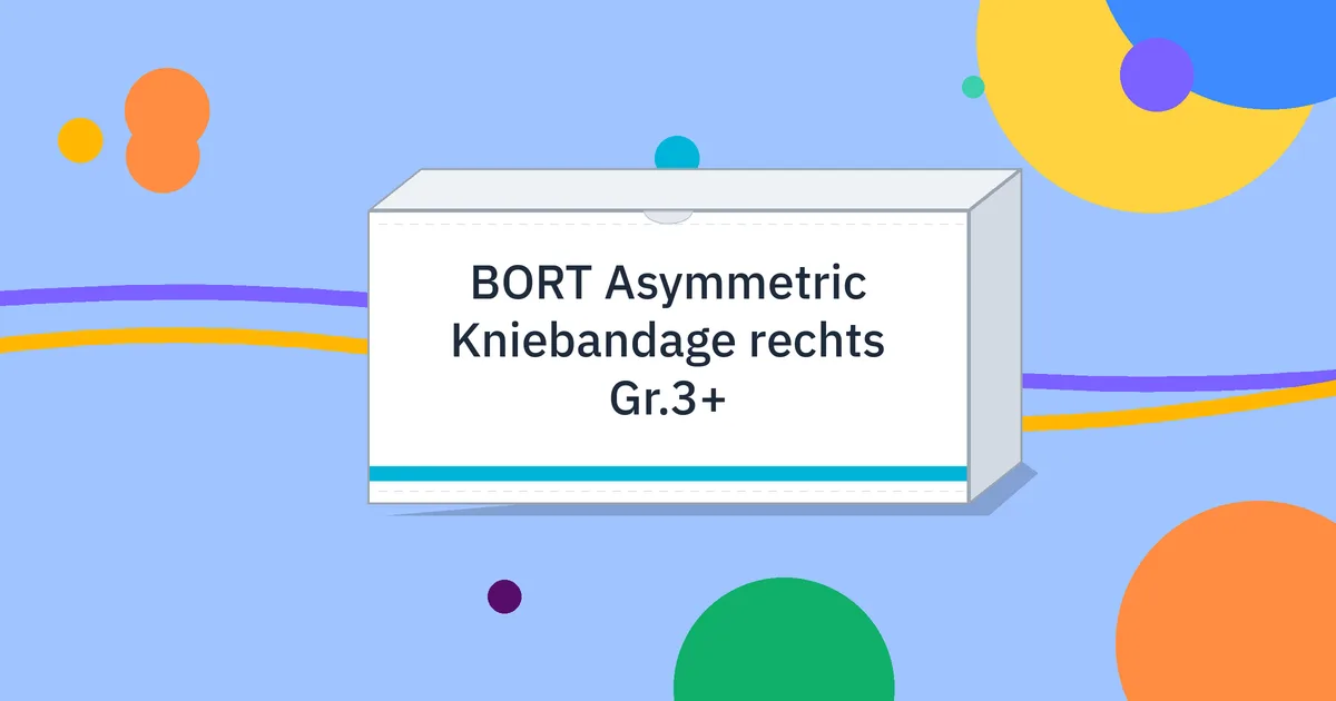 Symbolbild: Packung mit der Aufschrift BORT Asymmetric Kniebandage rechts Gr.3+ (PZN 16843485) – Verfügbarkeit und Bezug in Apotheken in Frankfurt am Main