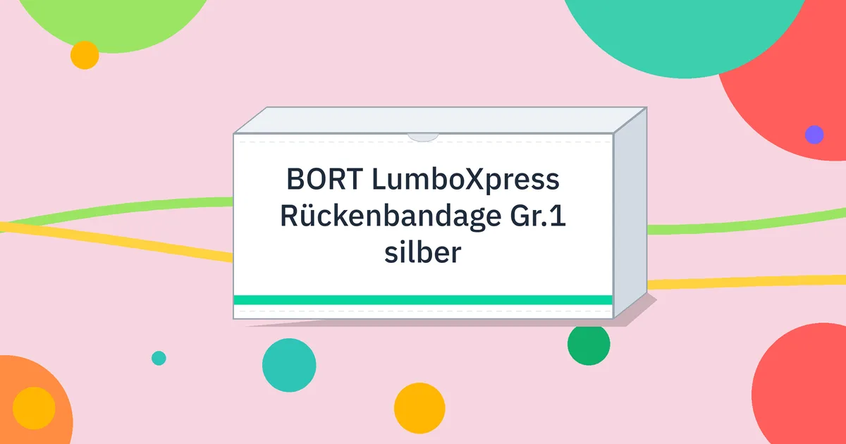 Symbolbild: Packung mit der Aufschrift BORT LumboXpress Rückenbandage Gr.1 silber (PZN 12573971) – Verfügbarkeit und Bezug in Apotheken in Frankfurt am Main