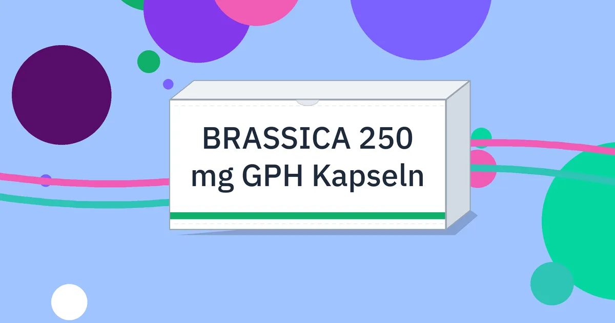 Symbolbild: Packung mit der Aufschrift BRASSICA 250 mg GPH Kapseln (PZN 00950517) – Verfügbarkeit und Bezug in Apotheken in Frankfurt am Main