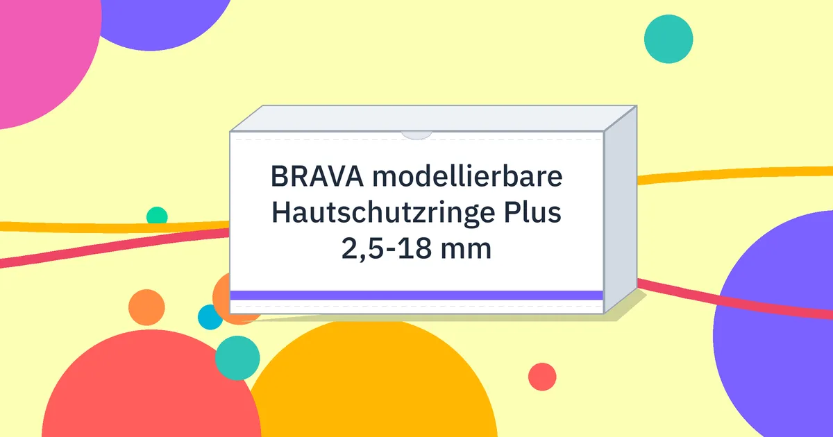 Symbolbild: Packung mit der Aufschrift BRAVA modellierbare Hautschutzringe Plus 2,5-18 mm (PZN 15567095) – Verfügbarkeit und Bezug in Apotheken in Frankfurt am Main