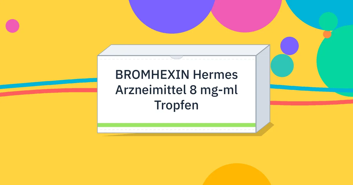 Symbolbild: Packung mit der Aufschrift BROMHEXIN Hermes Arzneimittel 8 mg-ml Tropfen (PZN 16260565) – Verfügbarkeit und Bezug in Apotheken in Frankfurt am Main