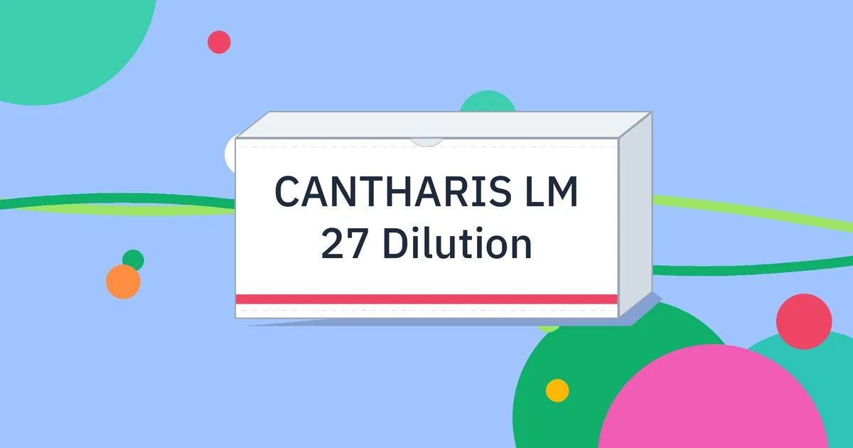 Symbolbild: Packung mit der Aufschrift CANTHARIS LM 27 Dilution (PZN 12808351) – Verfügbarkeit und Bezug in Apotheken in Frankfurt am Main