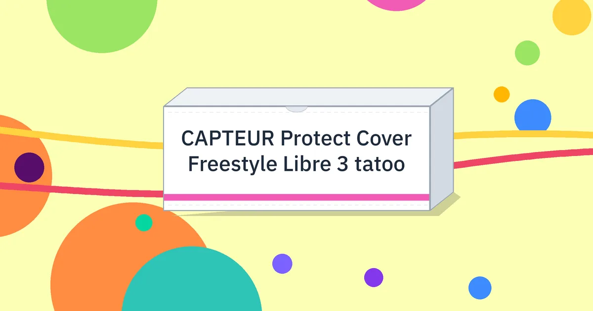 Symbolbild: Packung mit der Aufschrift CAPTEUR Protect Cover Freestyle Libre 3 tatoo (PZN 20203567) – Verfügbarkeit und Bezug in Apotheken in Frankfurt am Main