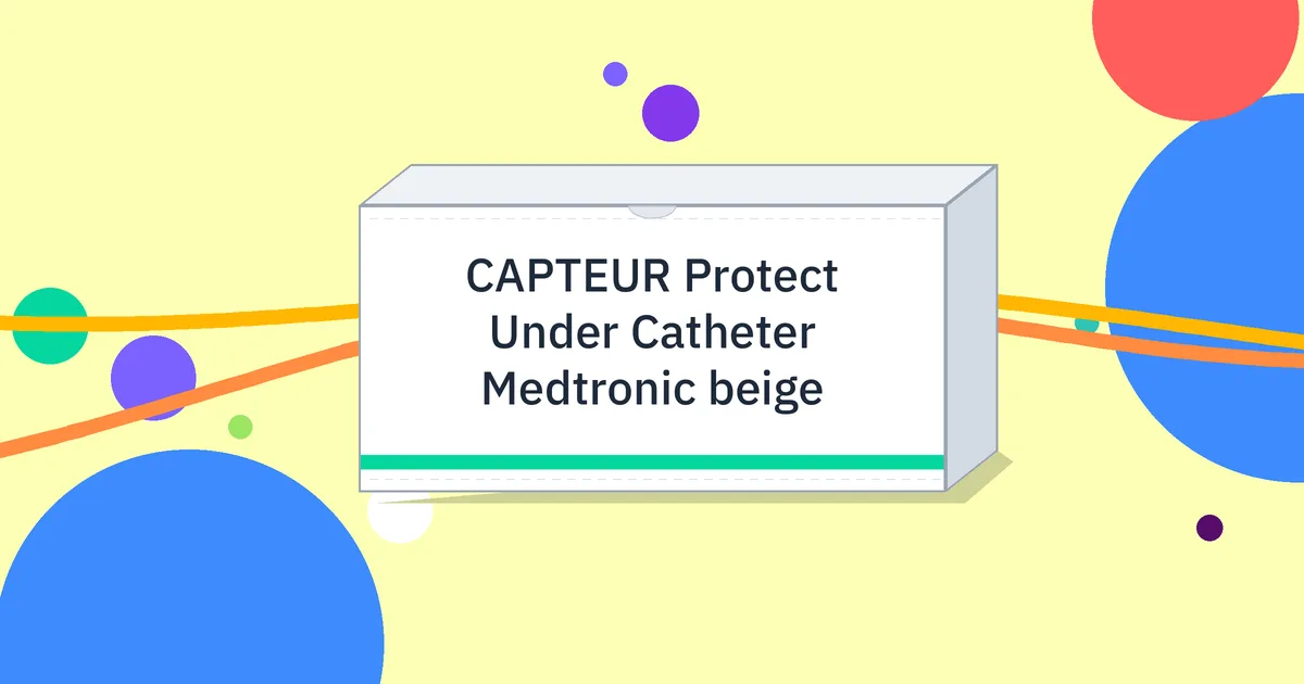 Symbolbild: Packung mit der Aufschrift CAPTEUR Protect Under Catheter Medtronic beige (PZN 20204064) – Verfügbarkeit und Bezug in Apotheken in Frankfurt am Main