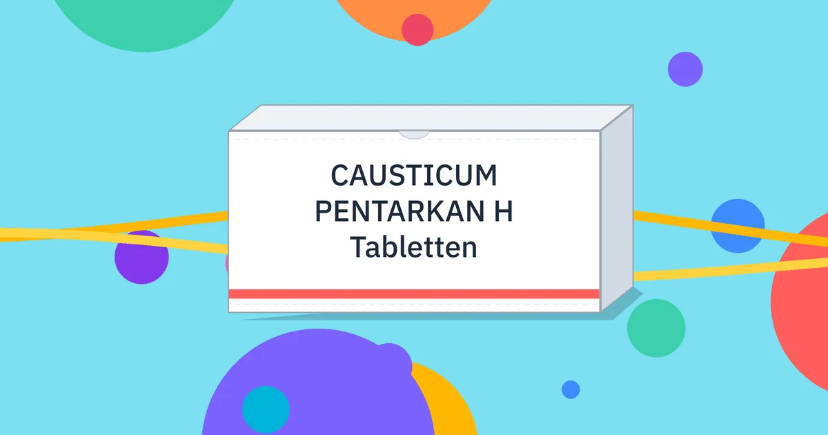 Symbolbild: Packung mit der Aufschrift CAUSTICUM PENTARKAN H Tabletten (PZN 08534675) – Verfügbarkeit und Bezug in Apotheken in Frankfurt am Main