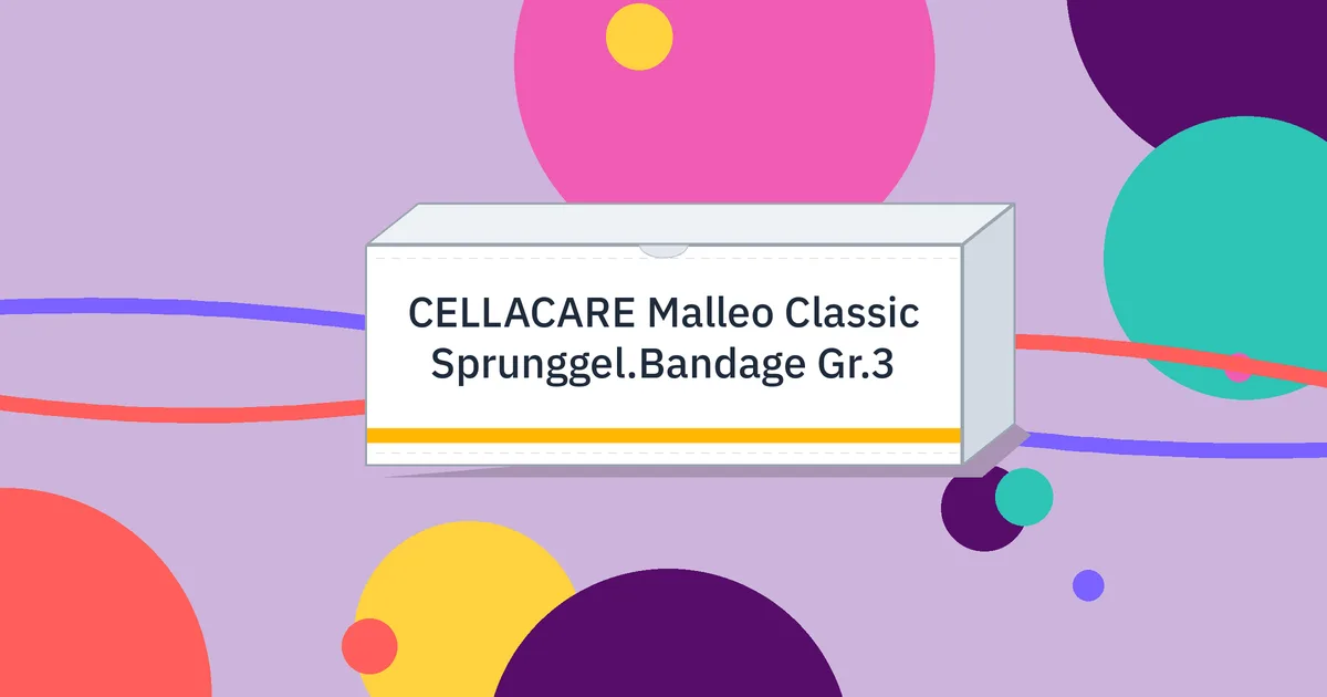 Symbolbild: Packung mit der Aufschrift CELLACARE Malleo Classic Sprunggel.Bandage Gr.3 (PZN 20549946) – Verfügbarkeit und Bezug in Apotheken in Frankfurt am Main