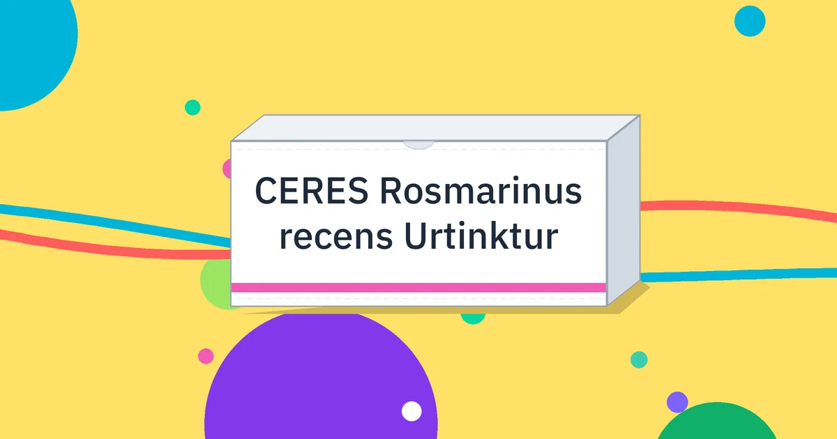 Symbolbild: Packung mit der Aufschrift CERES Rosmarinus recens Urtinktur (PZN 12724950) – Verfügbarkeit und Bezug in Apotheken in Frankfurt am Main