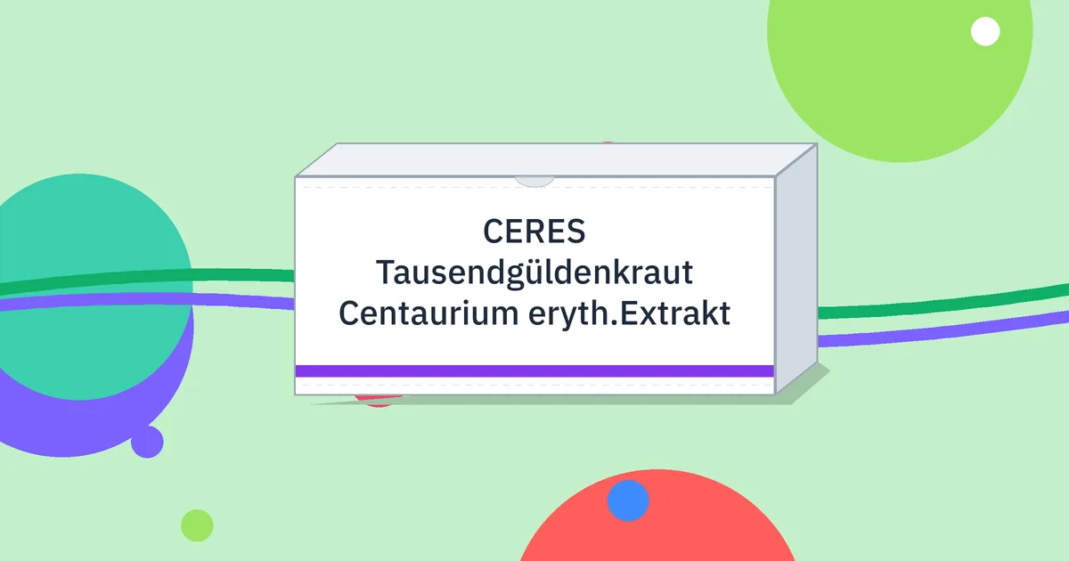Symbolbild: Packung mit der Aufschrift CERES Tausendgüldenkraut Centaurium eryth.Extrakt (PZN 19209151) – Verfügbarkeit und Bezug in Apotheken in Frankfurt am Main