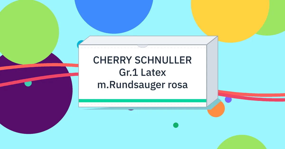 Symbolbild: Packung mit der Aufschrift CHERRY SCHNULLER Gr.1 Latex m.Rundsauger rosa (PZN 08841265) – Verfügbarkeit und Bezug in Apotheken in Frankfurt am Main