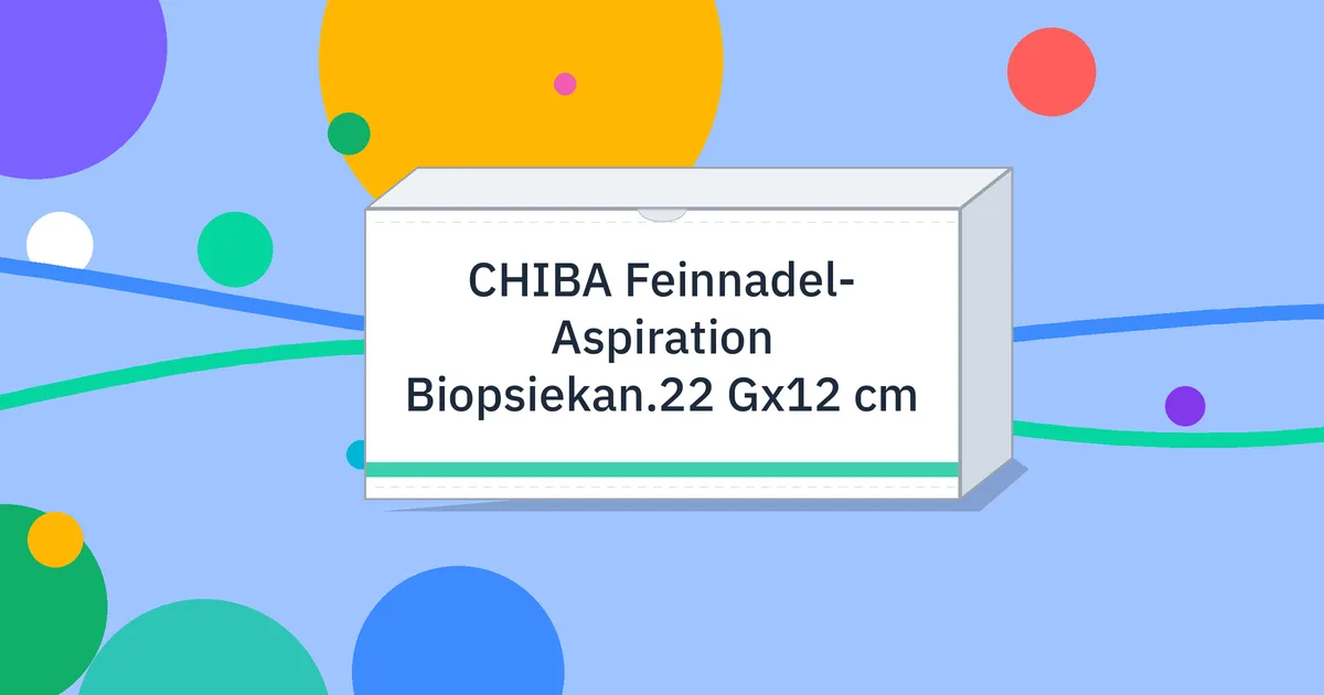 Symbolbild: Packung mit der Aufschrift CHIBA Feinnadel-Aspiration Biopsiekan.22 Gx12 cm (PZN 12497483) – Verfügbarkeit und Bezug in Apotheken in Frankfurt am Main