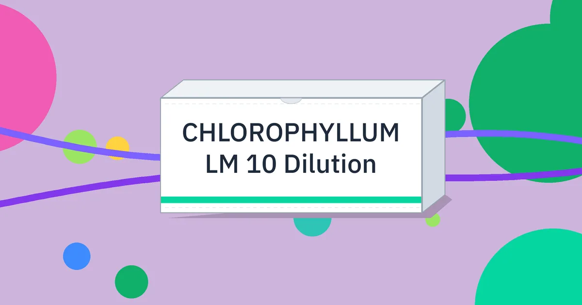 Symbolbild: Packung mit der Aufschrift CHLOROPHYLLUM LM 10 Dilution (PZN 13444997) – Verfügbarkeit und Bezug in Apotheken in Frankfurt am Main