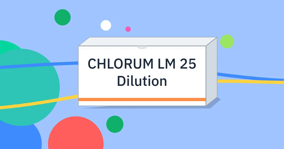 Symbolbild: Packung mit der Aufschrift CHLORUM LM 25 Dilution (PZN 12816592) – Verfügbarkeit und Bezug in Apotheken in Frankfurt am Main