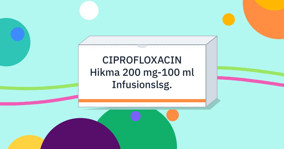 Symbolbild: Packung mit der Aufschrift CIPROFLOXACIN Hikma 200 mg-100 ml Infusionslsg. (PZN 00832580) – Verfügbarkeit und Bezug in Apotheken in Frankfurt am Main