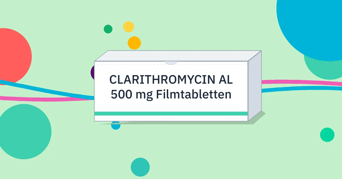 Symbolbild: Packung mit der Aufschrift CLARITHROMYCIN AL 500 mg Filmtabletten (PZN 03169828) – Verfügbarkeit und Bezug in Apotheken in Frankfurt am Main
