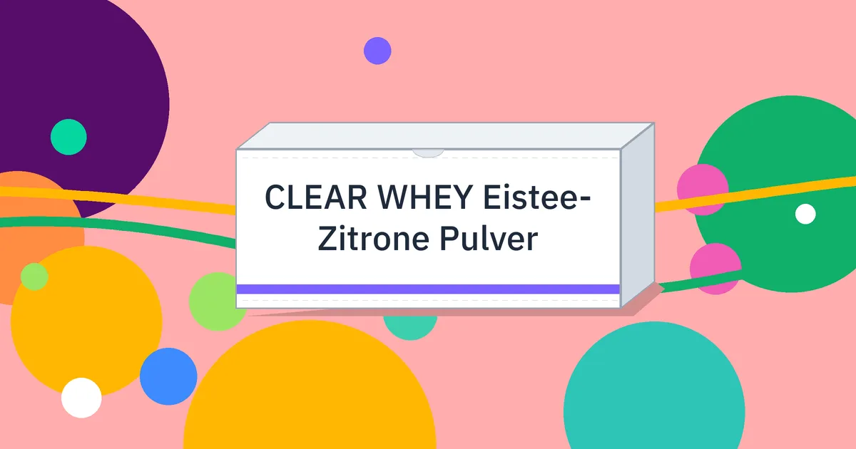 Symbolbild: Packung mit der Aufschrift CLEAR WHEY Eistee-Zitrone Pulver (PZN 19995095) – Verfügbarkeit und Bezug in Apotheken in Frankfurt am Main