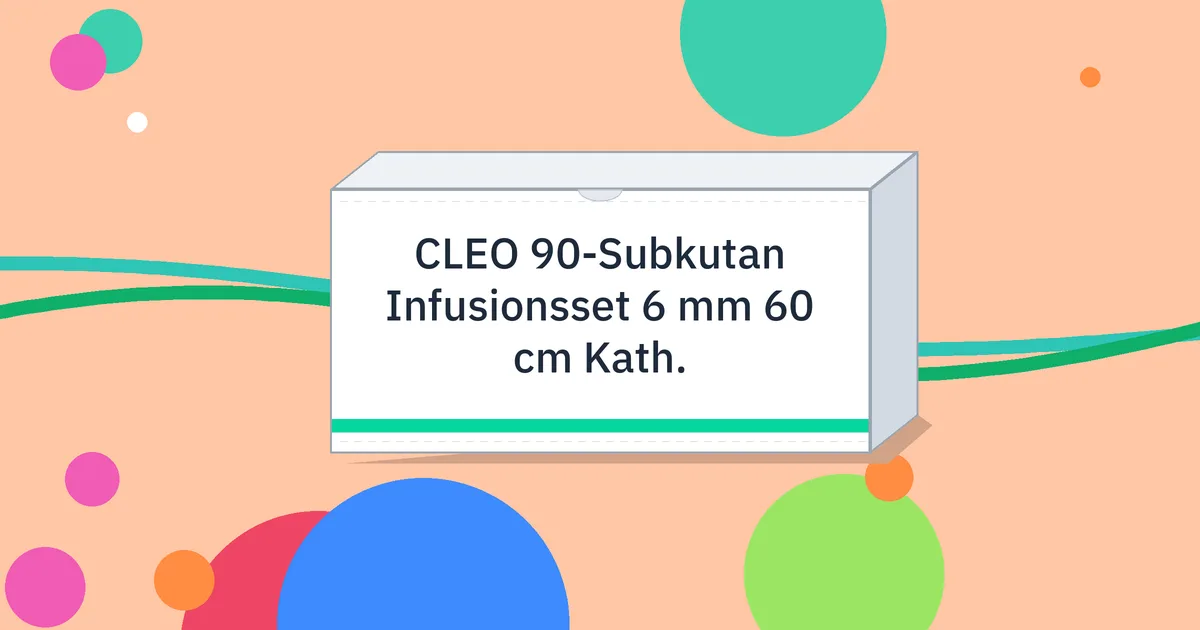 Symbolbild: Packung mit der Aufschrift CLEO 90-Subkutan Infusionsset 6 mm 60 cm Kath. (PZN 11018888) – Verfügbarkeit und Bezug in Apotheken in Frankfurt am Main