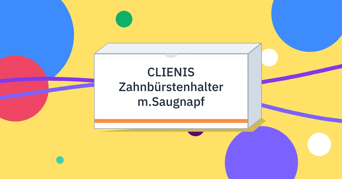 Symbolbild: Packung mit der Aufschrift CLIENIS Zahnbürstenhalter m.Saugnapf (PZN 11157897) – Verfügbarkeit und Bezug in Apotheken in Frankfurt am Main