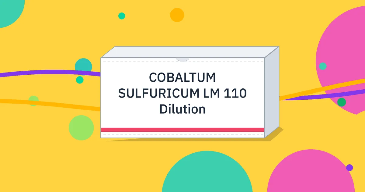 Symbolbild: Packung mit der Aufschrift COBALTUM SULFURICUM LM 110 Dilution (PZN 12824835) – Verfügbarkeit und Bezug in Apotheken in Frankfurt am Main