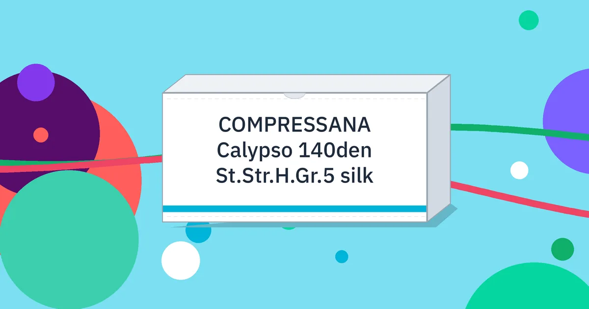 Symbolbild: Packung mit der Aufschrift COMPRESSANA Calypso 140den St.Str.H.Gr.5 silk (PZN 07720192) – Verfügbarkeit und Bezug in Apotheken in Frankfurt am Main