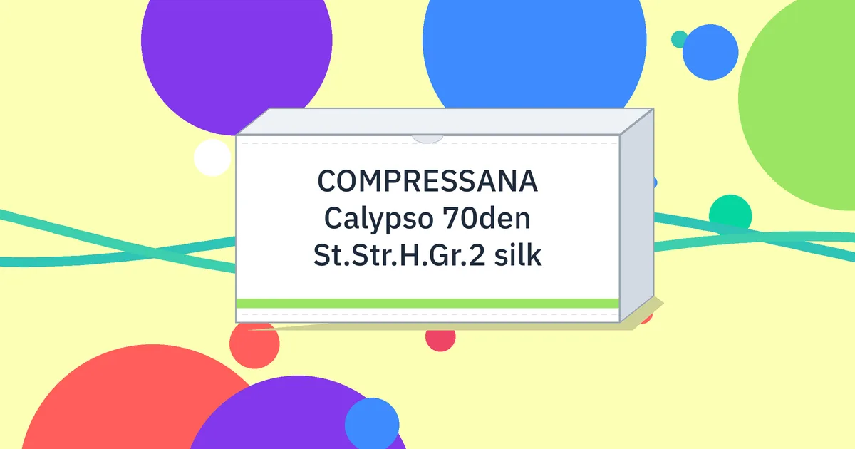 Symbolbild: Packung mit der Aufschrift COMPRESSANA Calypso 70den St.Str.H.Gr.2 silk (PZN 07718640) – Verfügbarkeit und Bezug in Apotheken in Frankfurt am Main
