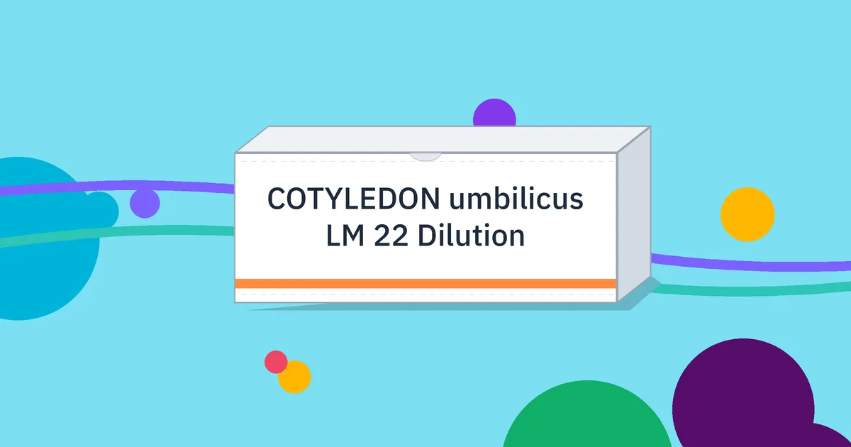 Symbolbild: Packung mit der Aufschrift COTYLEDON umbilicus LM 22 Dilution (PZN 13455937) – Verfügbarkeit und Bezug in Apotheken in Frankfurt am Main