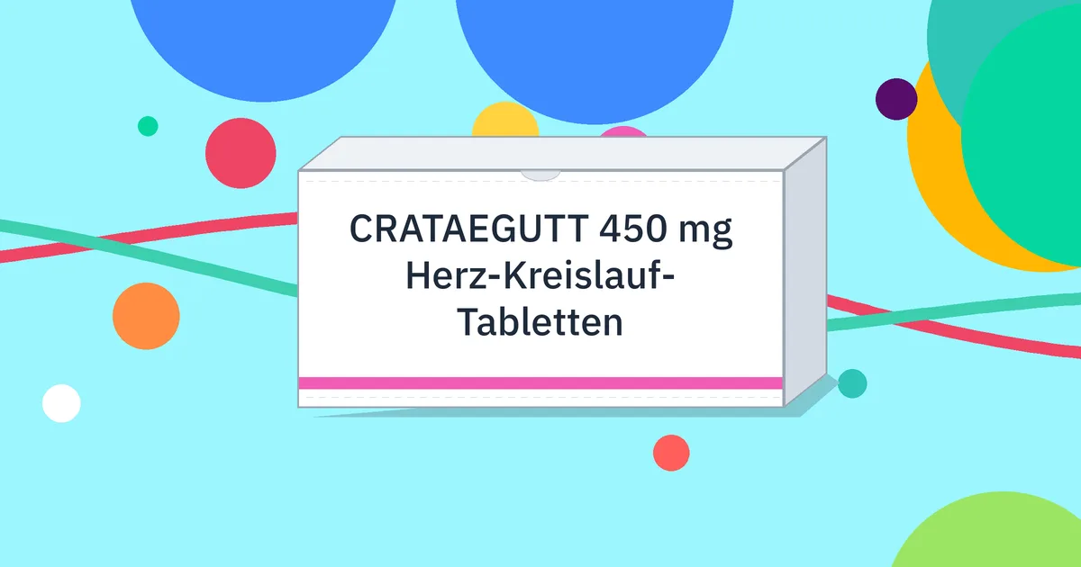 Symbolbild: Packung mit der Aufschrift CRATAEGUTT 450 mg Herz-Kreislauf-Tabletten (PZN 14064541) – Verfügbarkeit und Bezug in Apotheken in Frankfurt am Main
