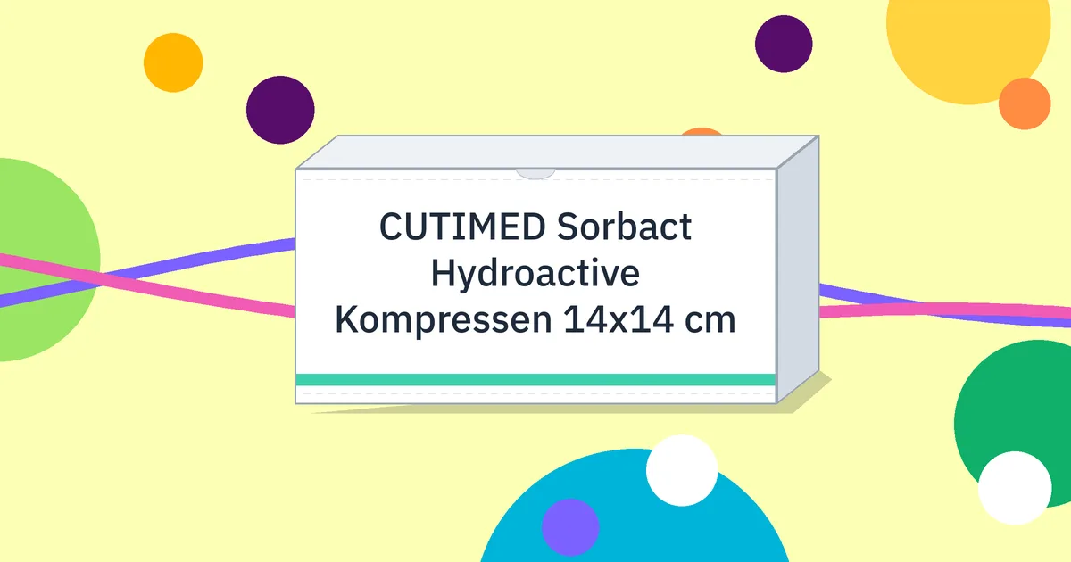 Symbolbild: Packung mit der Aufschrift CUTIMED Sorbact Hydroactive Kompressen 14x14 cm (PZN 15590734) – Verfügbarkeit und Bezug in Apotheken in Frankfurt am Main