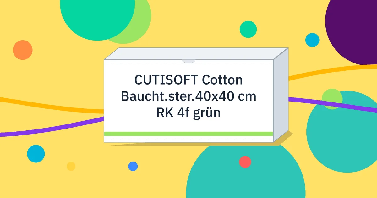 Symbolbild: Packung mit der Aufschrift CUTISOFT Cotton Baucht.ster.40x40 cm RK 4f grün (PZN 03902766) – Verfügbarkeit und Bezug in Apotheken in Frankfurt am Main