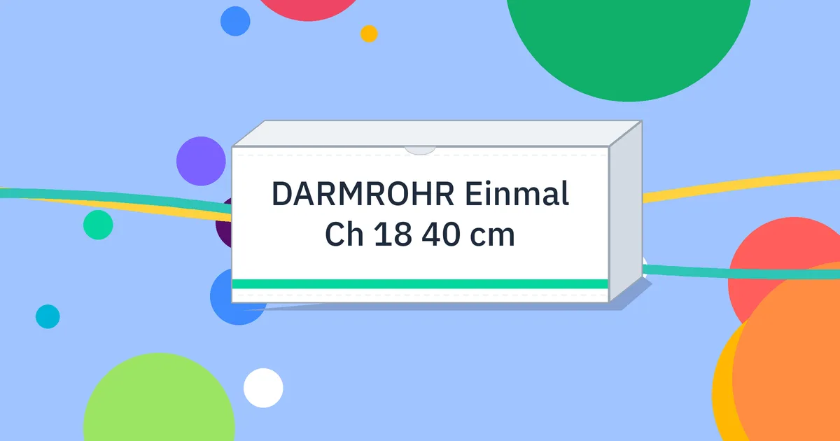 Symbolbild: Packung mit der Aufschrift DARMROHR Einmal Ch 18 40 cm (PZN 03903174) – Verfügbarkeit und Bezug in Apotheken in Frankfurt am Main