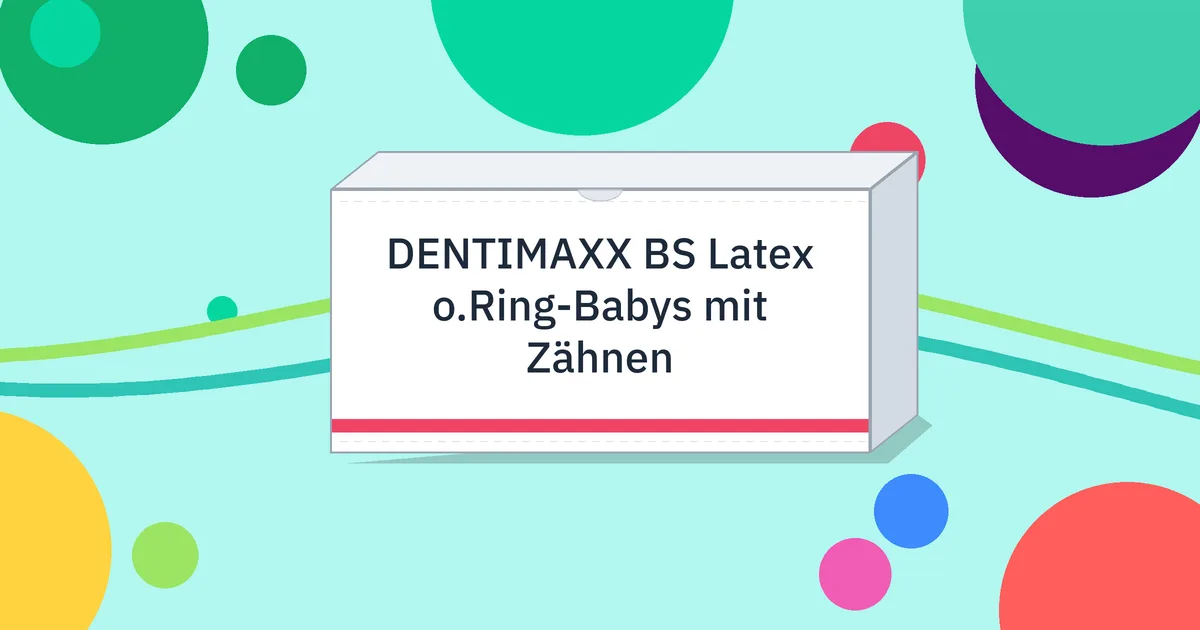 Symbolbild: Packung mit der Aufschrift DENTIMAXX BS Latex o.Ring-Babys mit Zähnen (PZN 04452207) – Verfügbarkeit und Bezug in Apotheken in Frankfurt am Main
