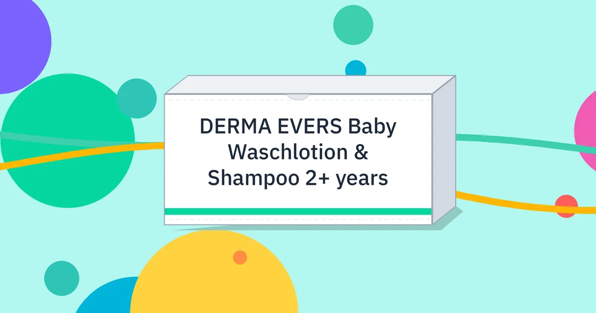 Symbolbild: Packung mit der Aufschrift DERMA EVERS Baby Waschlotion & Shampoo 2+ years (PZN 19171460) – Verfügbarkeit und Bezug in Apotheken in Frankfurt am Main