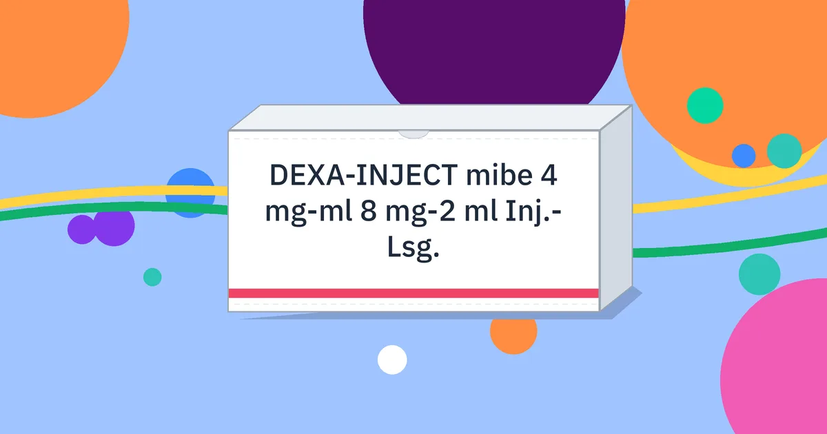 Symbolbild: Packung mit der Aufschrift DEXA-INJECT mibe 4 mg-ml 8 mg-2 ml Inj.-Lsg. (PZN 19847271) – Verfügbarkeit und Bezug in Apotheken in Frankfurt am Main