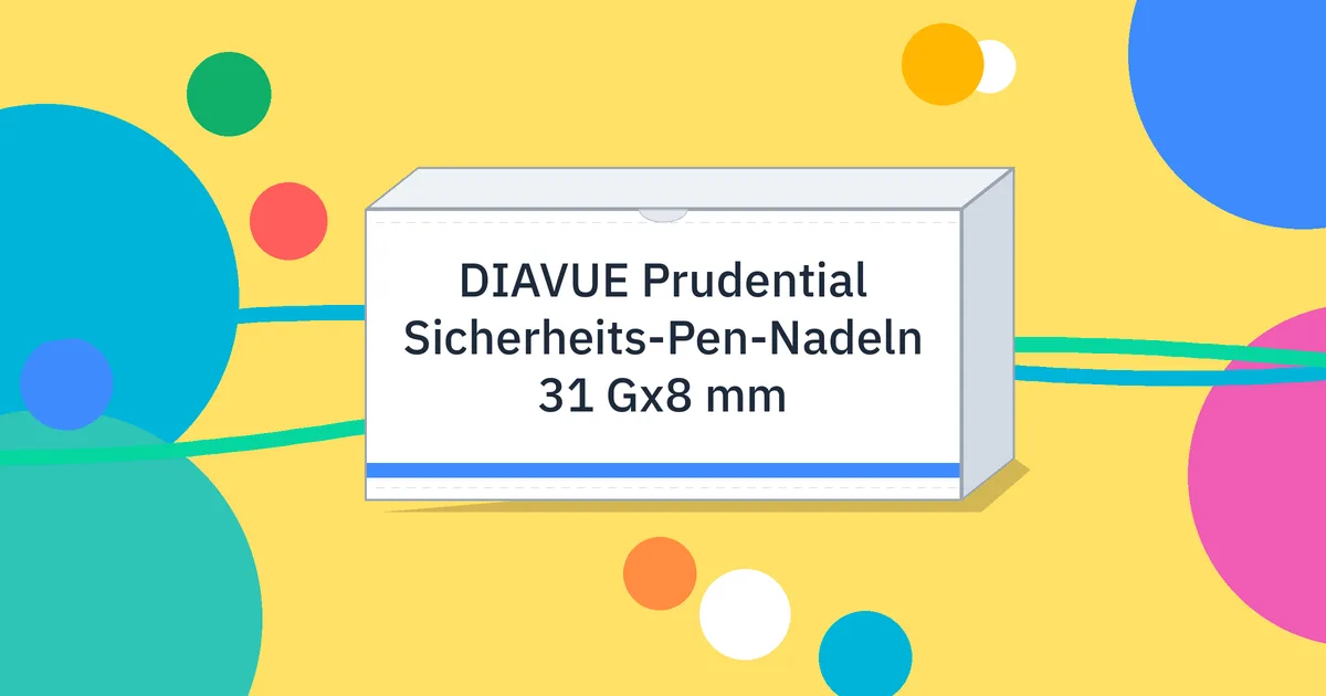 Symbolbild: Packung mit der Aufschrift DIAVUE Prudential Sicherheits-Pen-Nadeln 31 Gx8 mm (PZN 19882474) – Verfügbarkeit und Bezug in Apotheken in Frankfurt am Main