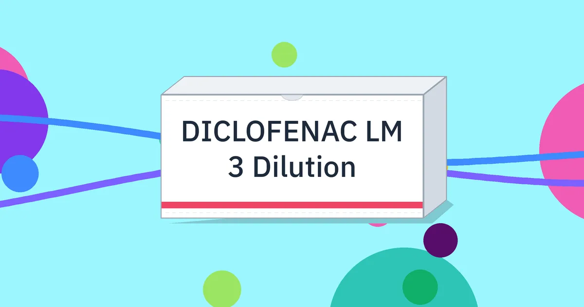 Symbolbild: Packung mit der Aufschrift DICLOFENAC LM 3 Dilution (PZN 12841176) – Verfügbarkeit und Bezug in Apotheken in Frankfurt am Main