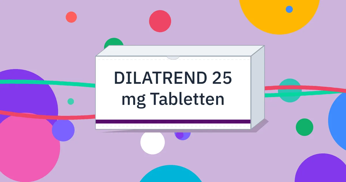 Symbolbild: Packung mit der Aufschrift DILATREND 25 mg Tabletten (PZN 09888151) – Verfügbarkeit und Bezug in Apotheken in Frankfurt am Main