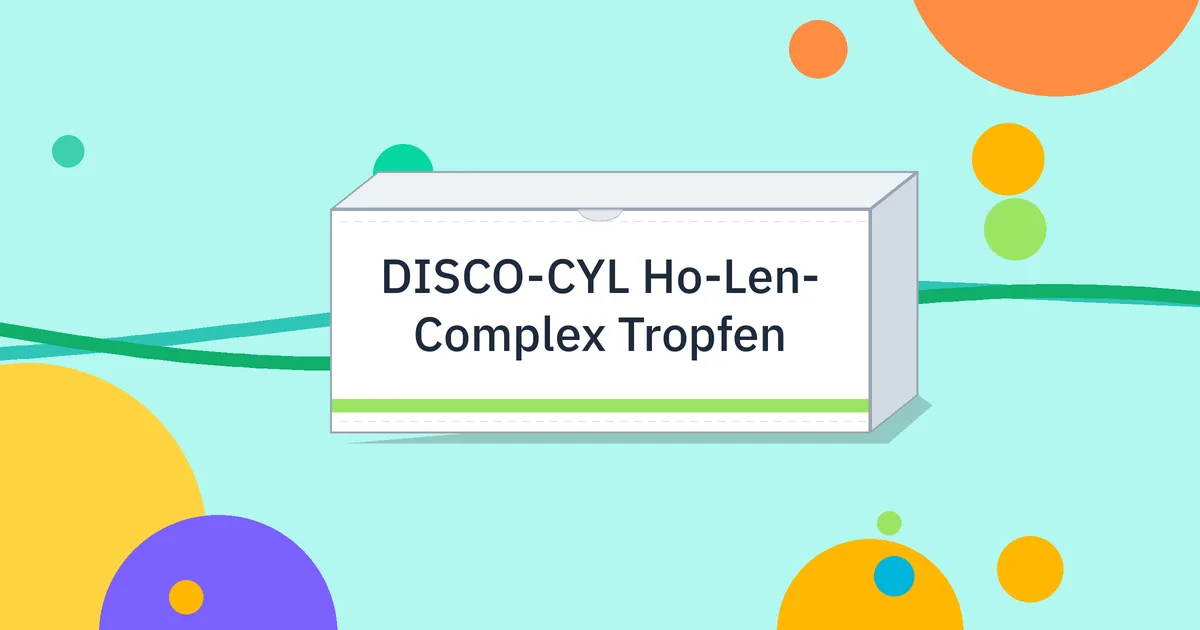 Symbolbild: Packung mit der Aufschrift DISCO-CYL Ho-Len-Complex Tropfen (PZN 02732380) – Verfügbarkeit und Bezug in Apotheken in Frankfurt am Main