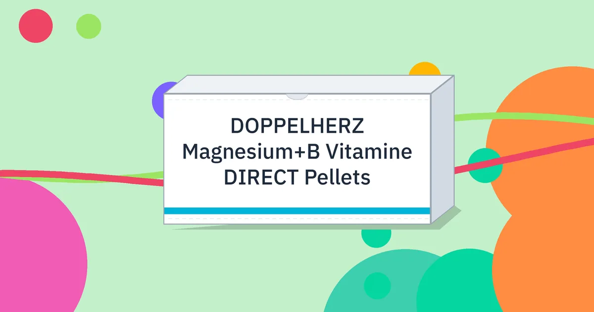 Symbolbild: Packung mit der Aufschrift DOPPELHERZ Magnesium+B Vitamine DIRECT Pellets (PZN 01026875) – Verfügbarkeit und Bezug in Apotheken in Frankfurt am Main