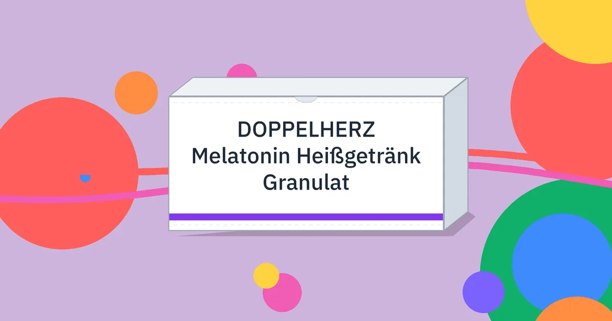 Symbolbild: Packung mit der Aufschrift DOPPELHERZ Melatonin Heißgetränk Granulat (PZN 18049627) – Verfügbarkeit und Bezug in Apotheken in Frankfurt am Main