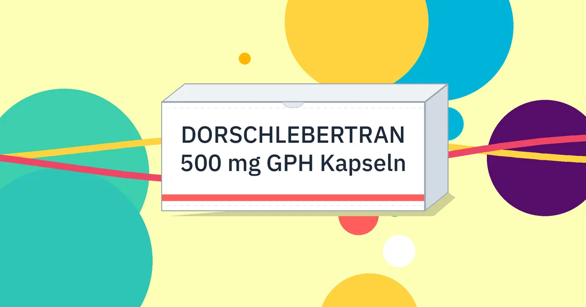 Symbolbild: Packung mit der Aufschrift DORSCHLEBERTRAN 500 mg GPH Kapseln (PZN 14364651) – Verfügbarkeit und Bezug in Apotheken in Frankfurt am Main