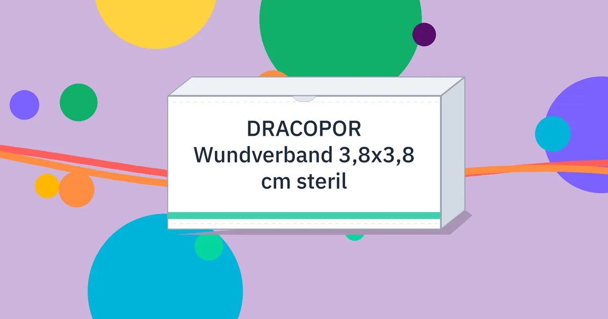 Symbolbild: Packung mit der Aufschrift DRACOPOR Wundverband 3,8x3,8 cm steril (PZN 10713818) – Verfügbarkeit und Bezug in Apotheken in Frankfurt am Main