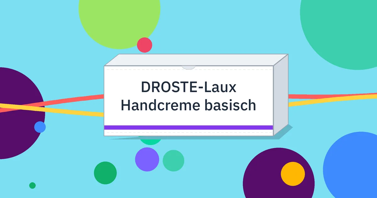 Symbolbild: Packung mit der Aufschrift DROSTE-Laux Handcreme basisch (PZN 01900504) – Verfügbarkeit und Bezug in Apotheken in Frankfurt am Main