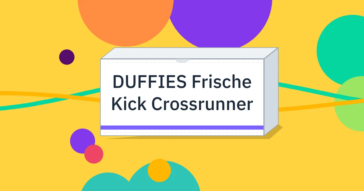 Symbolbild: Packung mit der Aufschrift DUFFIES Frische Kick Crossrunner (PZN 20649240) – Verfügbarkeit und Bezug in Apotheken in Frankfurt am Main
