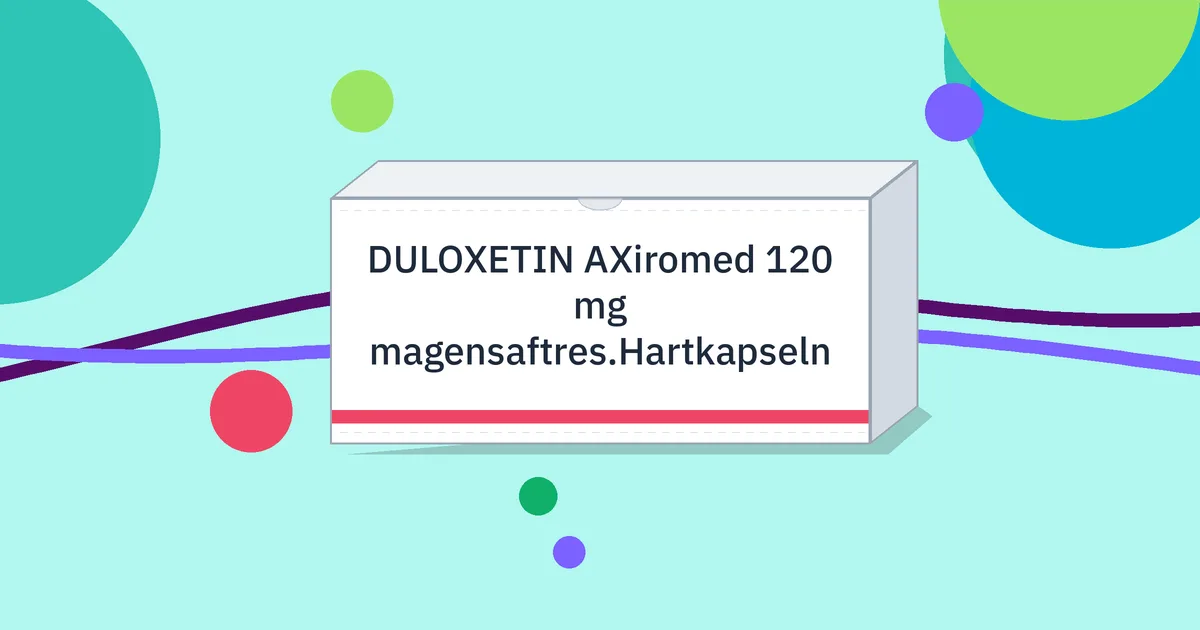 Symbolbild: Packung mit der Aufschrift DULOXETIN AXiromed 120 mg magensaftres.Hartkapseln (PZN 19106190) – Verfügbarkeit und Bezug in Apotheken in Frankfurt am Main