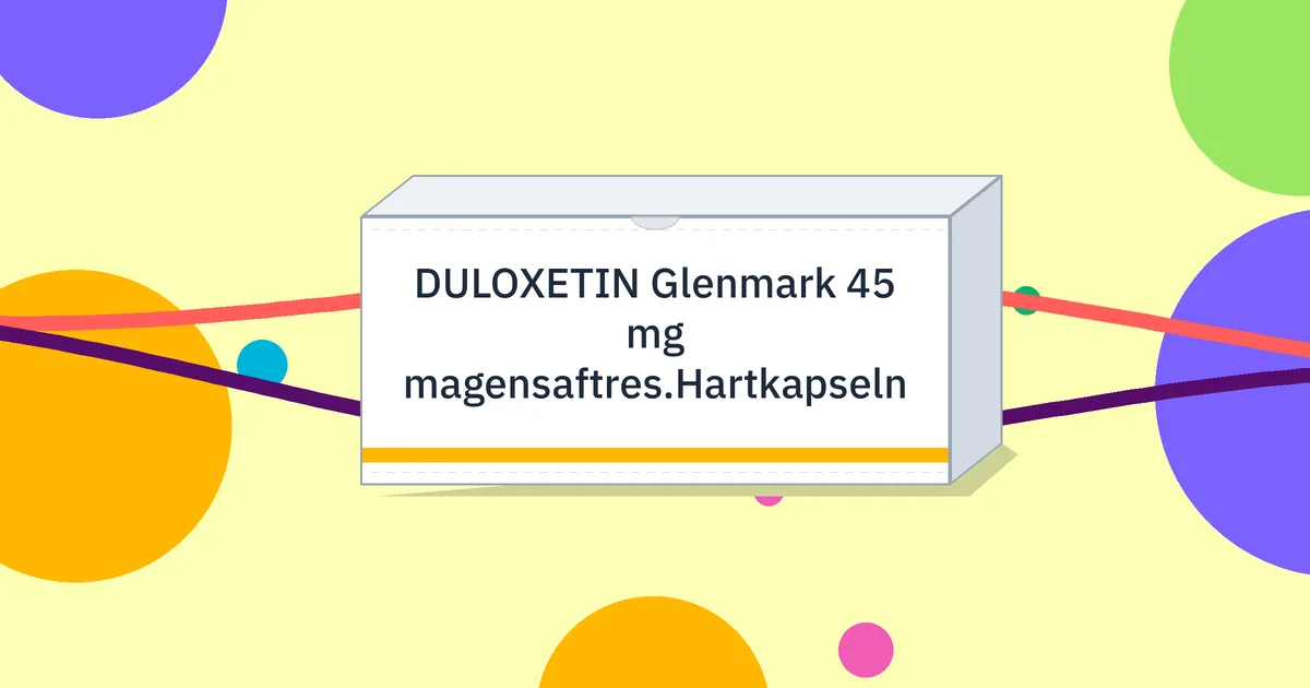 Symbolbild: Packung mit der Aufschrift DULOXETIN Glenmark 45 mg magensaftres.Hartkapseln (PZN 16383316) – Verfügbarkeit und Bezug in Apotheken in Frankfurt am Main