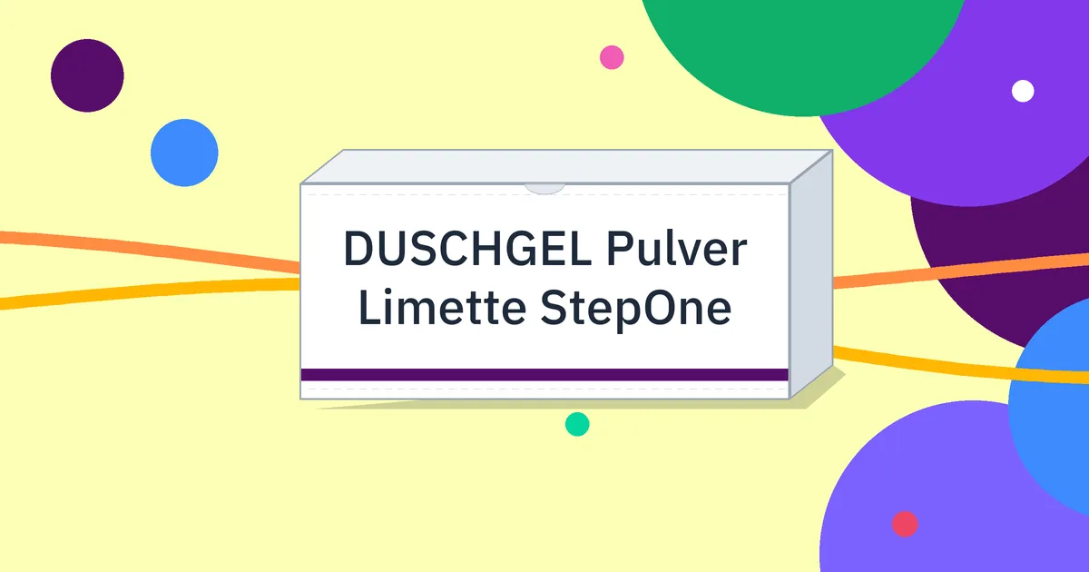 Symbolbild: Packung mit der Aufschrift DUSCHGEL Pulver Limette StepOne (PZN 17430733) – Verfügbarkeit und Bezug in Apotheken in Frankfurt am Main