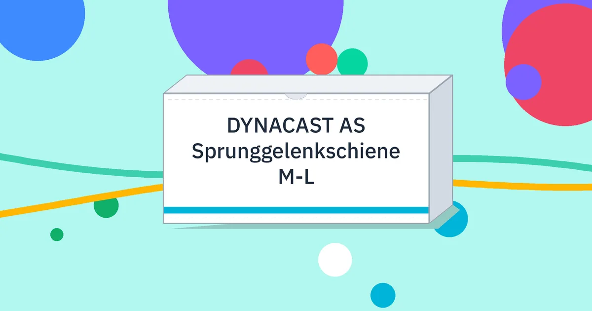 Symbolbild: Packung mit der Aufschrift DYNACAST AS Sprunggelenkschiene M-L (PZN 02728119) – Verfügbarkeit und Bezug in Apotheken in Frankfurt am Main