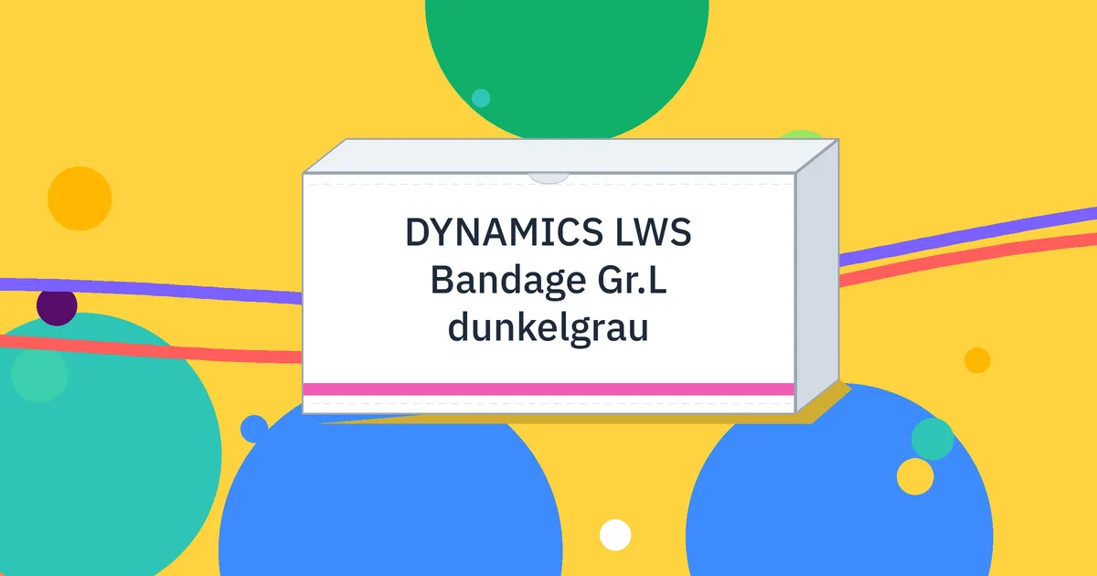 Symbolbild: Packung mit der Aufschrift DYNAMICS LWS Bandage Gr.L dunkelgrau (PZN 12400443) – Verfügbarkeit und Bezug in Apotheken in Frankfurt am Main