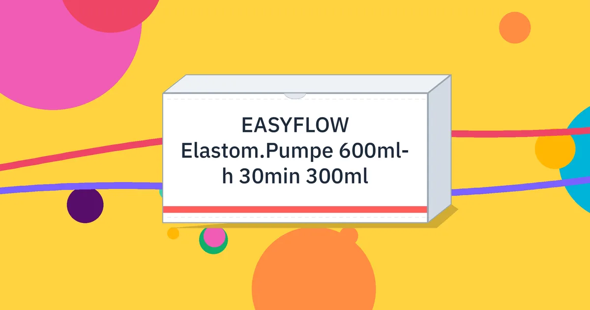 Symbolbild: Packung mit der Aufschrift EASYFLOW Elastom.Pumpe 600ml-h 30min 300ml (PZN 18095372) – Verfügbarkeit und Bezug in Apotheken in Frankfurt am Main