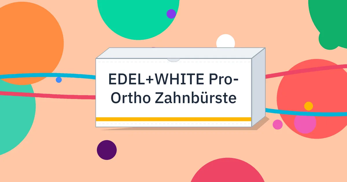 Symbolbild: Packung mit der Aufschrift EDEL+WHITE Pro-Ortho Zahnbürste (PZN 19232983) – Verfügbarkeit und Bezug in Apotheken in Frankfurt am Main